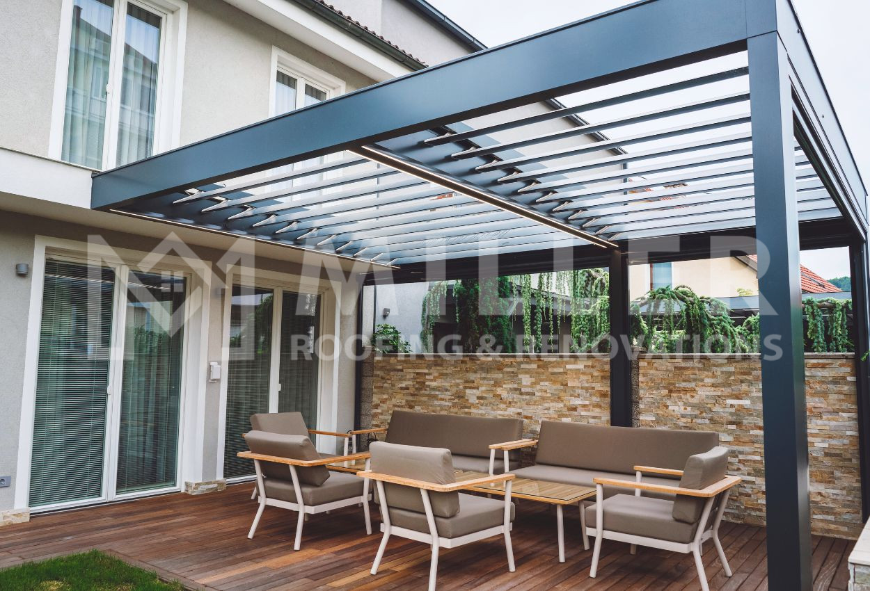 Modern Pergola with Steel Roof: Durable Outdoor Living Solution
